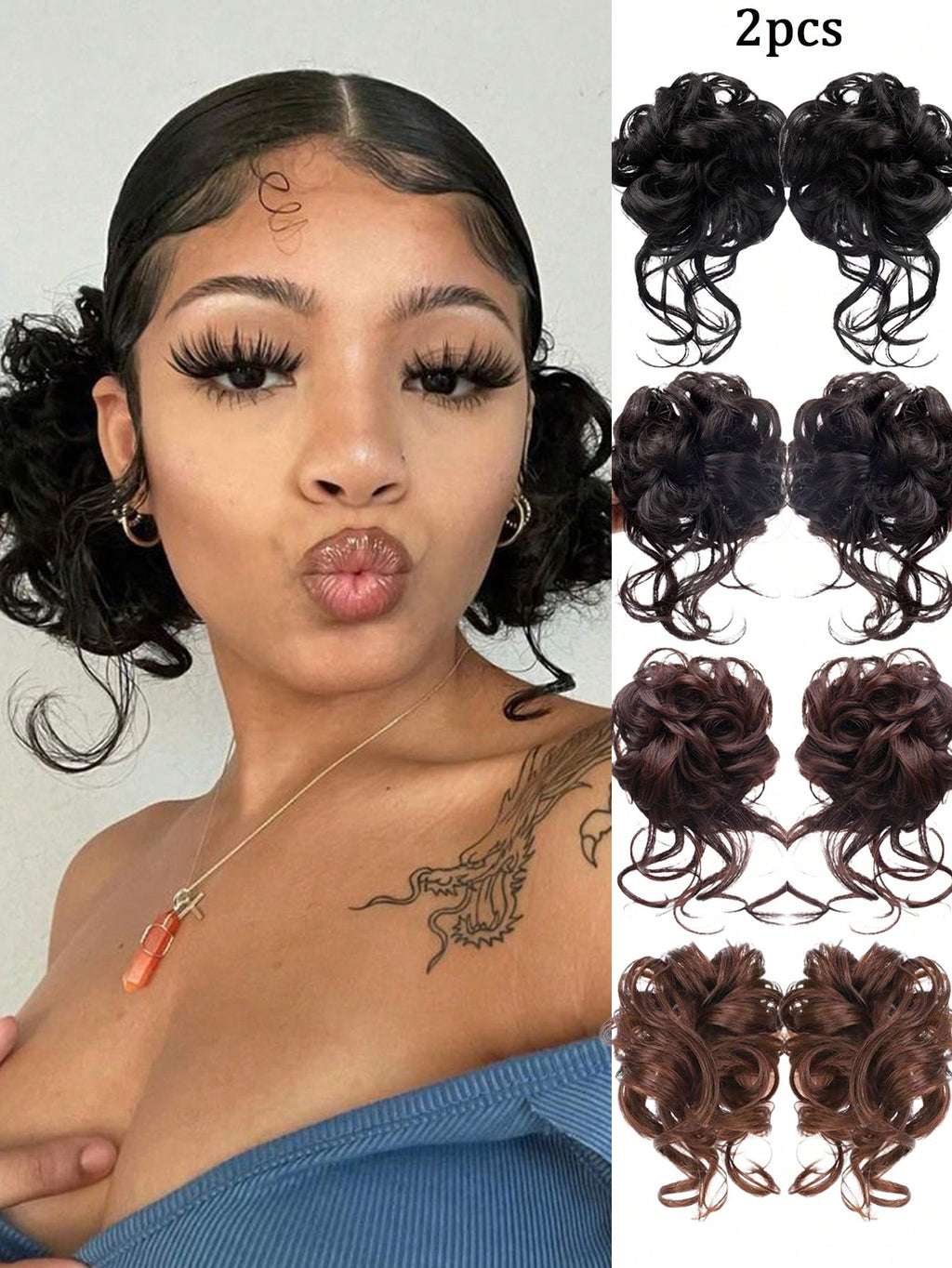1pc/2pcs Synthetic Messy Updo Hair Bun Chignon Scrunchies Fake Hair Ba ...